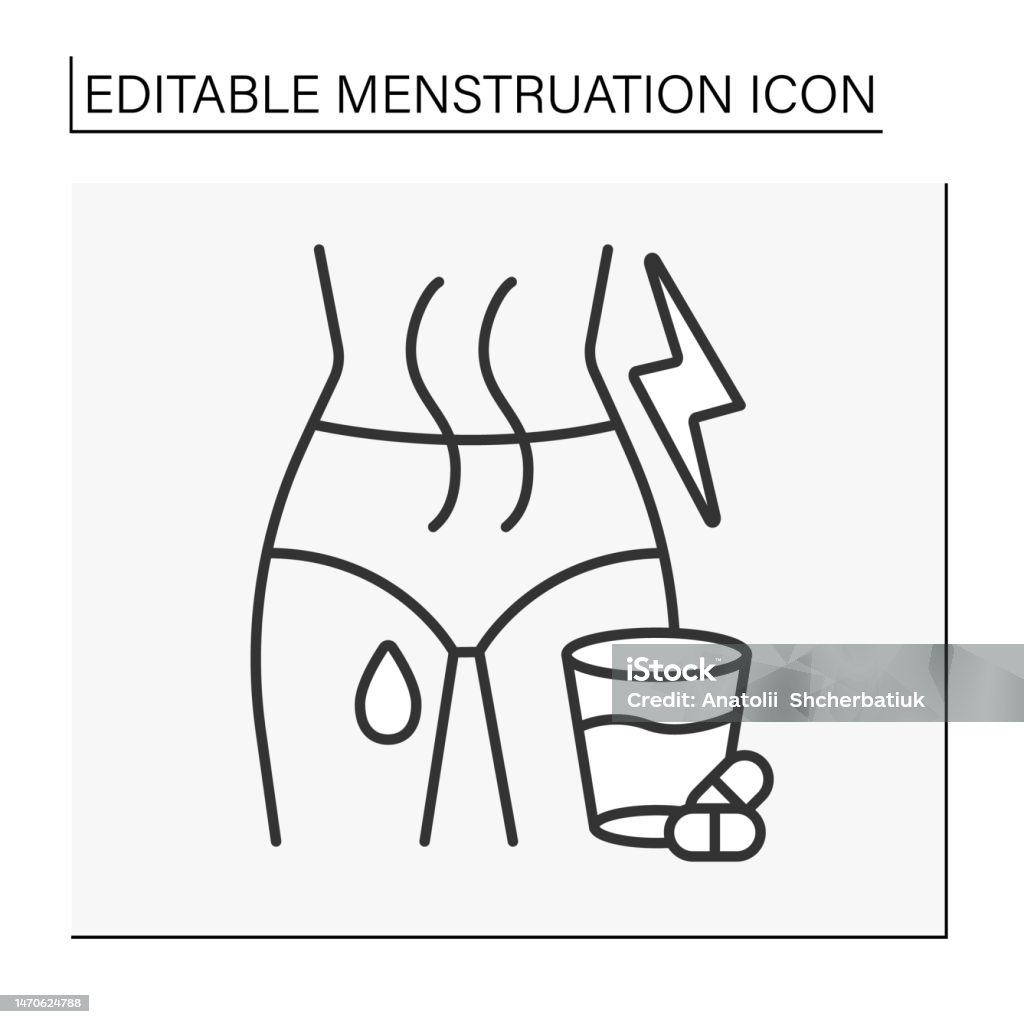 Ilustración De Icono De Línea De Síntomas Menstruales Y Más Vectores