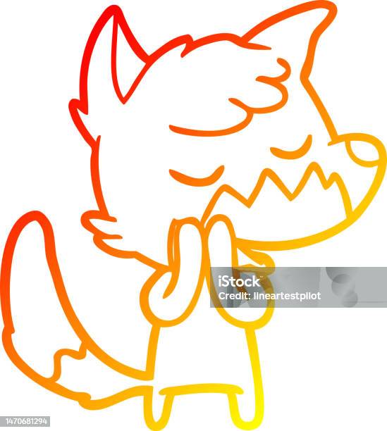 Dessin Au Trait Dégradé Chaud Dun Sympathique Renard De Dessin Animé