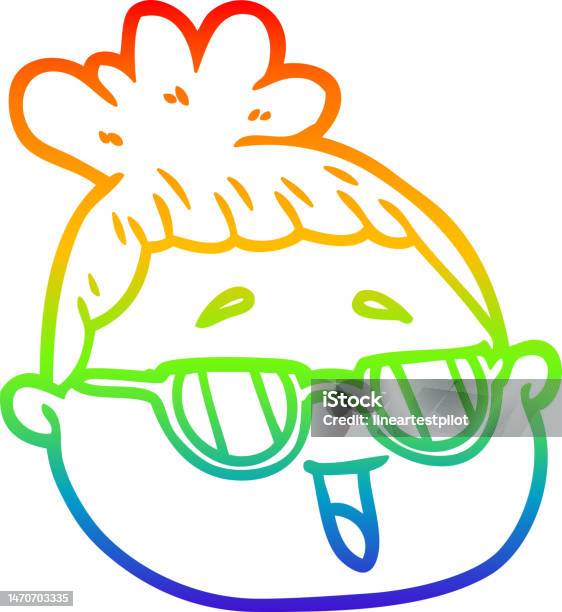Dessin Au Trait Dégradé Arcenciel Dun Visage Féminin De Dessin Animé