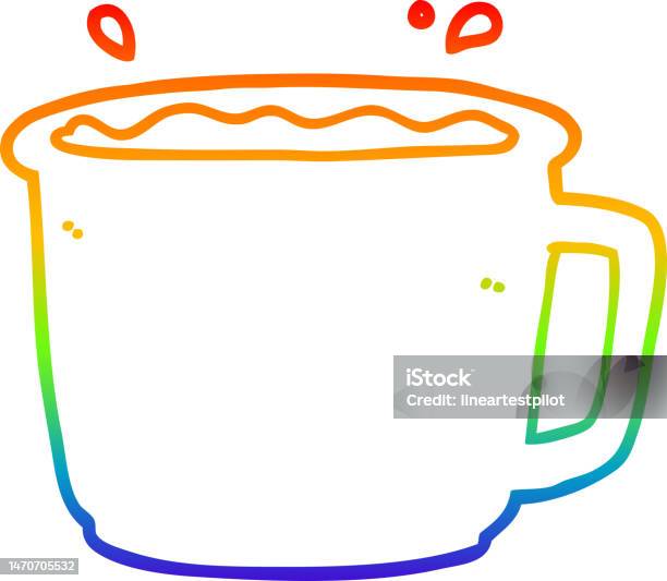Dessin Au Trait Dégradé Arcenciel Dune Tasse À Café De Dessin Animé