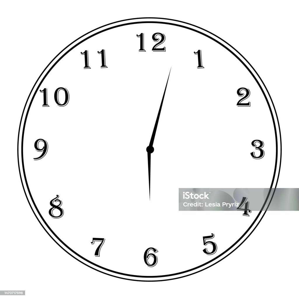 Ilustración De Un Reloj Redondo Con Esfera Y Agujas Y Más Vectores Libres De Derechos De