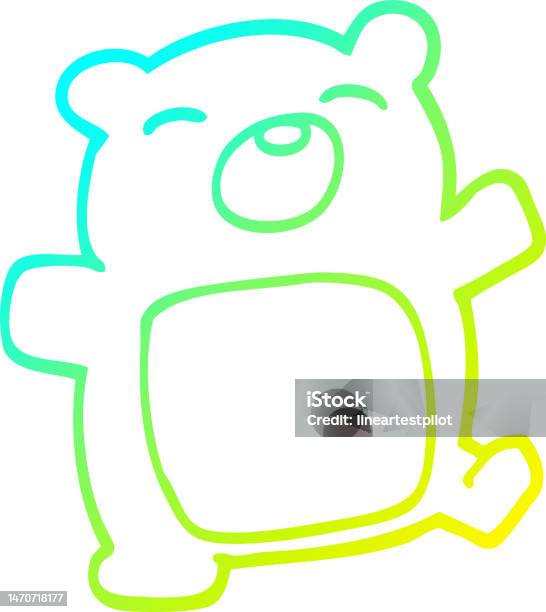 Dessin Au Trait Dégradé Froid Dun Ours En Peluche De Dessin Animé