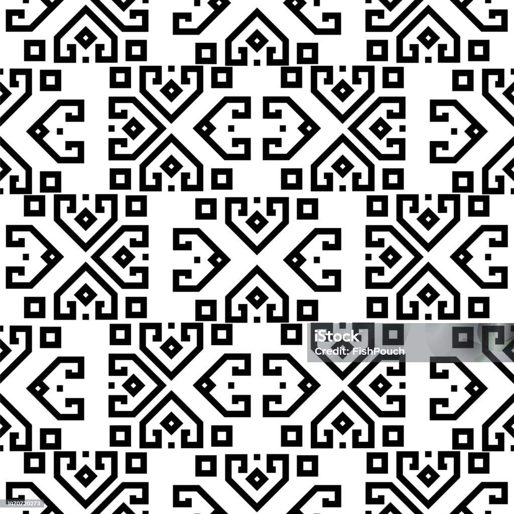 Tribal Seamless Pattern Aztec Black And White Background Texture For