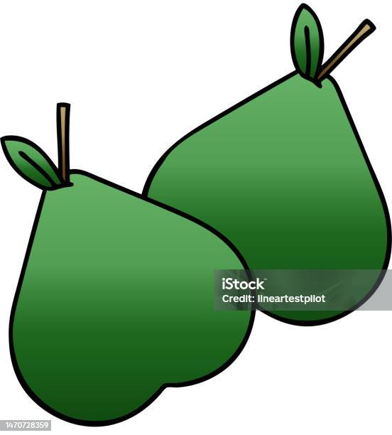 Kartun Berbayang Gradien Dari Buah Pir Ilustrasi Stok Unduh Gambar
