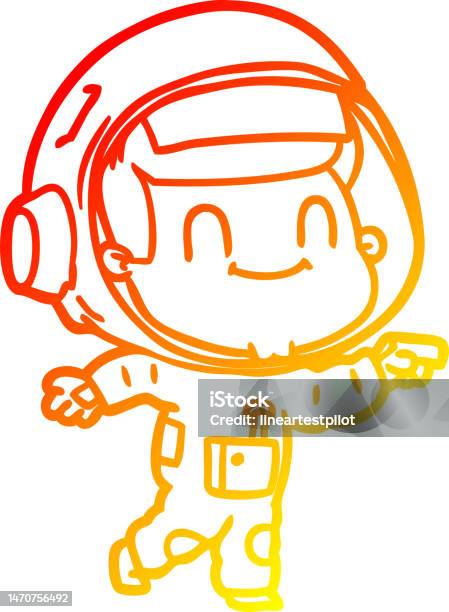 Dessin Au Trait Dégradé Chaud Dun Homme Astronaute De Dessin Animé