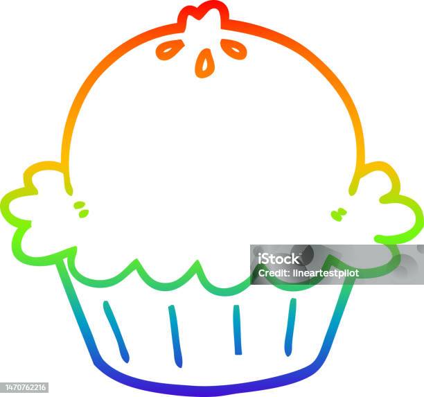 Dessin Au Trait Dégradé Arcenciel Dune Jolie Tarte De Dessin Animé