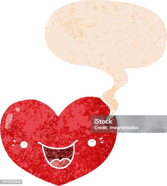Personnage De Dessin Animé Love Heart Avec Bulle De Parole Dans Un
