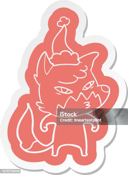 Stiker Kartun Unik Yang Cerdas Dari Rubah Yang Mengenakan Topi Santa ... Stiker Kartun Unik Yang Cerdas Dari Rubah Yang Mengenakan Topi Santa ...