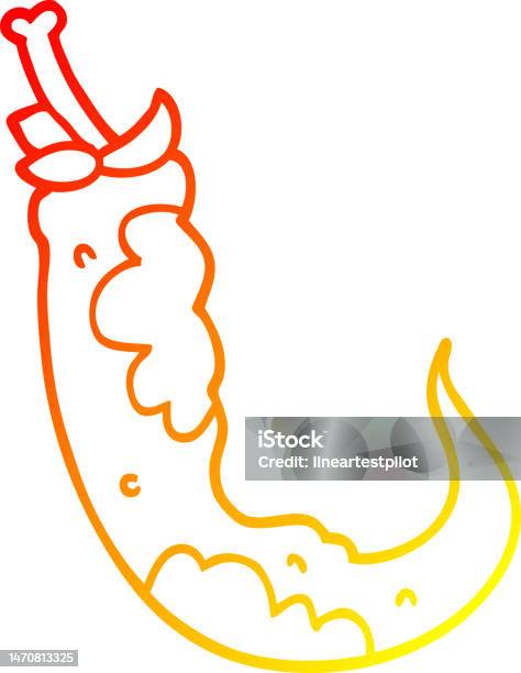 Dessin Au Trait Dégradé Chaud Dun Piment Rouge De Dessin Animé Vecteurs