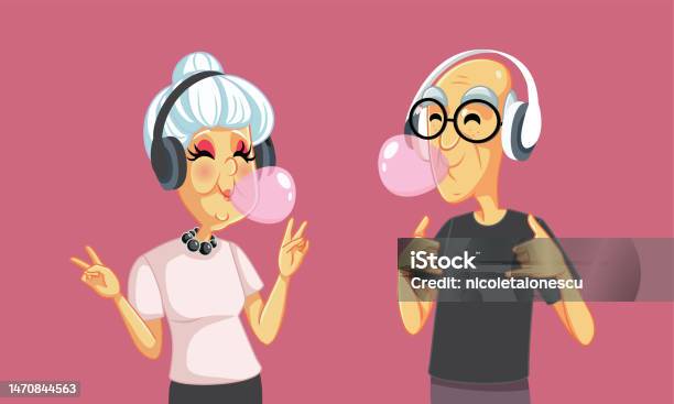 Pasangan Lansia Keren Lucu Menjadi Ilustrasi Kartun Vektor Trendi ... Pasangan Lansia Keren Lucu Menjadi Ilustrasi Kartun Vektor Trendi ...