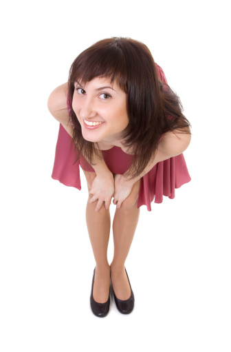 Das Mädchen Ist Gebeugt Nach Vorn Stockfoto Und Mehr Bilder Von