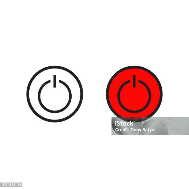 Icône Du Logo Du Bouton Dalimentation Illustration Colorée Et Contour