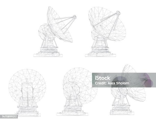Jeu De Vecteurs Antenne Radio Astronomie Et Recherche Spatiale Vecteurs