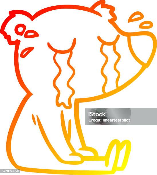 Dessin Au Trait Dégradé Chaud Dun Dessin Animé Pleurant Un Ours Polaire