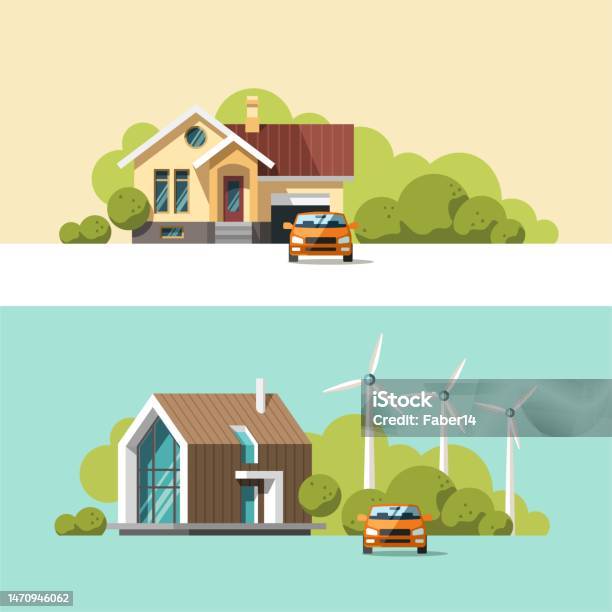 Rumah Tradisional Dan Modern Pinggiran Kota Rumah Keluarga Ilustrasi ... Rumah Tradisional Dan Modern Pinggiran Kota Rumah Keluarga Ilustrasi ...