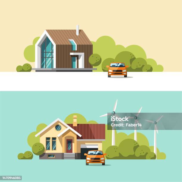 Rumah Tradisional Dan Modern Pinggiran Kota Rumah Keluarga Ilustrasi ... Rumah Tradisional Dan Modern Pinggiran Kota Rumah Keluarga Ilustrasi ...