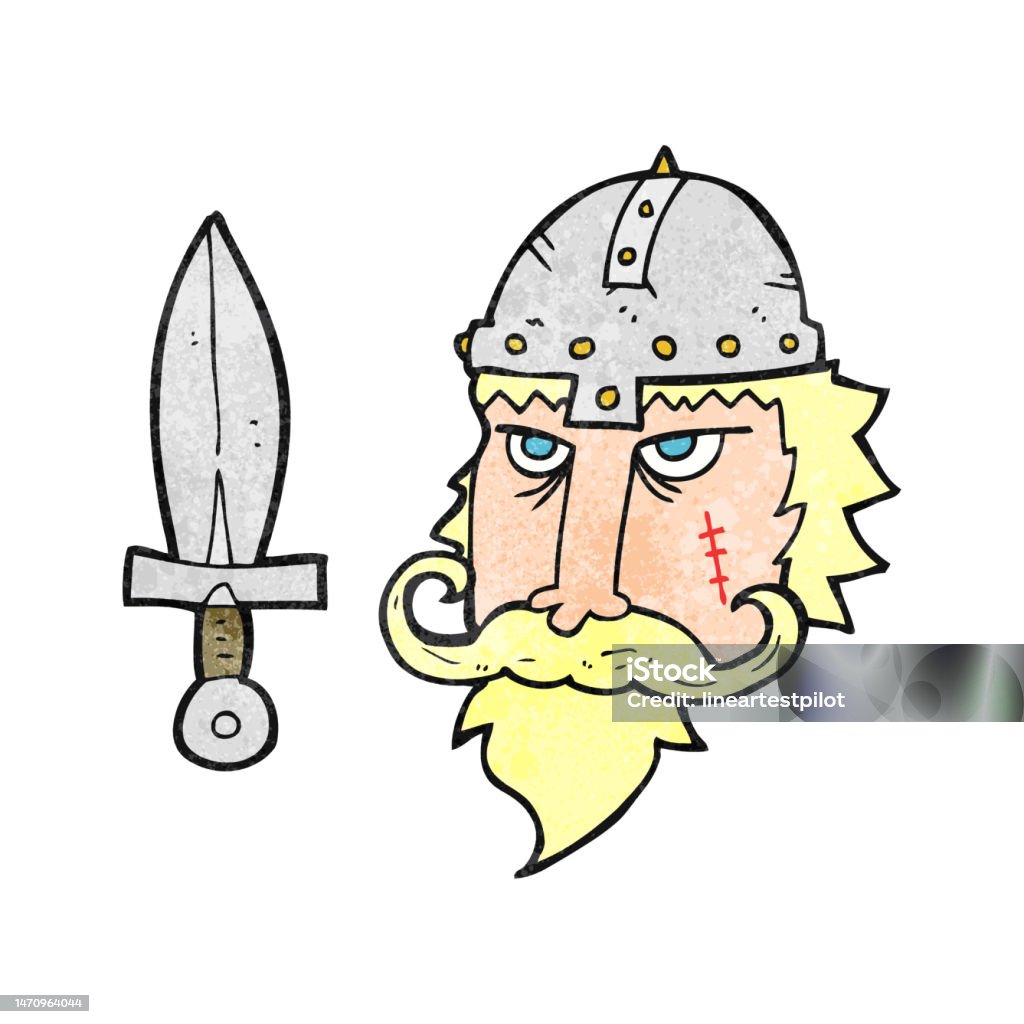 Tekstur Yang Digambar Dengan Tangan Bebas Kartun Viking Warrior