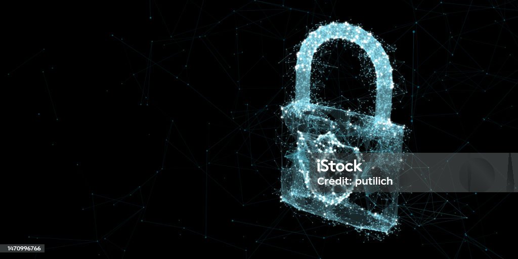 Cyber Security Concept Lock Symbol From Lines And Triangles Point