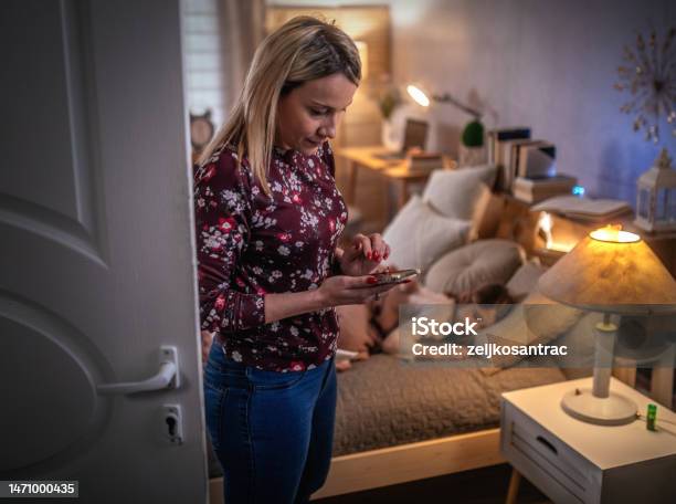 Mom Spying On Her Daughter While She Is Using The Phone In Bedroom