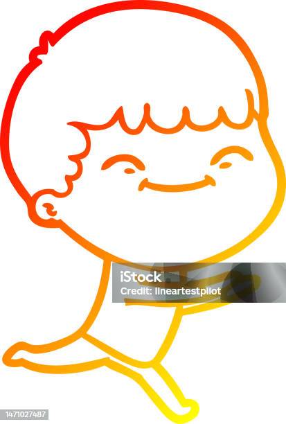 Dessin Au Trait Dégradé Chaud Dun Garçon Heureux De Dessin Animé