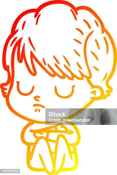 Dessin Au Trait Dégradé Chaud Dune Femme De Dessin Animé Vecteurs