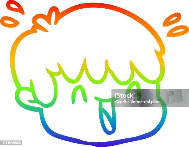 Dessin Au Trait Dégradé Arcenciel Dun Visage Masculin De Dessin Animé