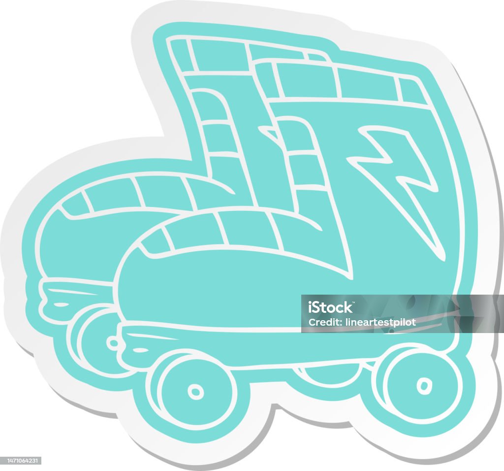 Kartun Stiker Sepatu Roda Ilustrasi Stok Unduh Gambar Sekarang Decal Doodle Horizontal