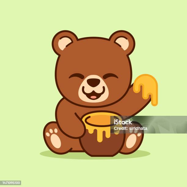 Ilustrasi Beruang Lucu Dengan Pot Madu Ilustrasi Stok Unduh Gambar