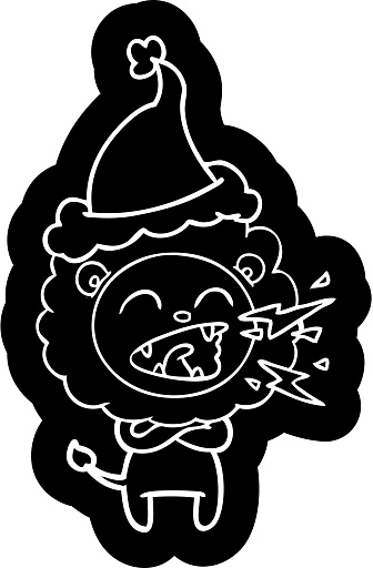 Icône De Dessin Animé Originale Dun Lion Rugissant Portant Un Chapeau