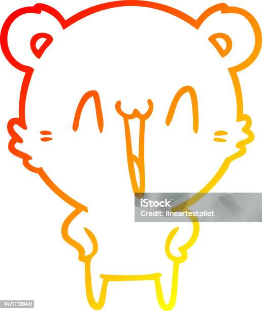 Dessin Au Trait Dégradé Chaud Dun Dessin Animé Dours Polaire Heureux
