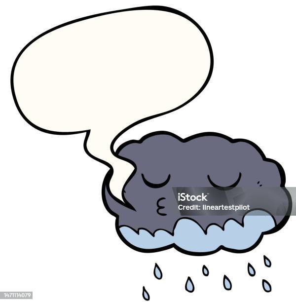 Kartun Awan Hujan Dengan Gelembung Ucapan Ilustrasi Stok Unduh Gambar