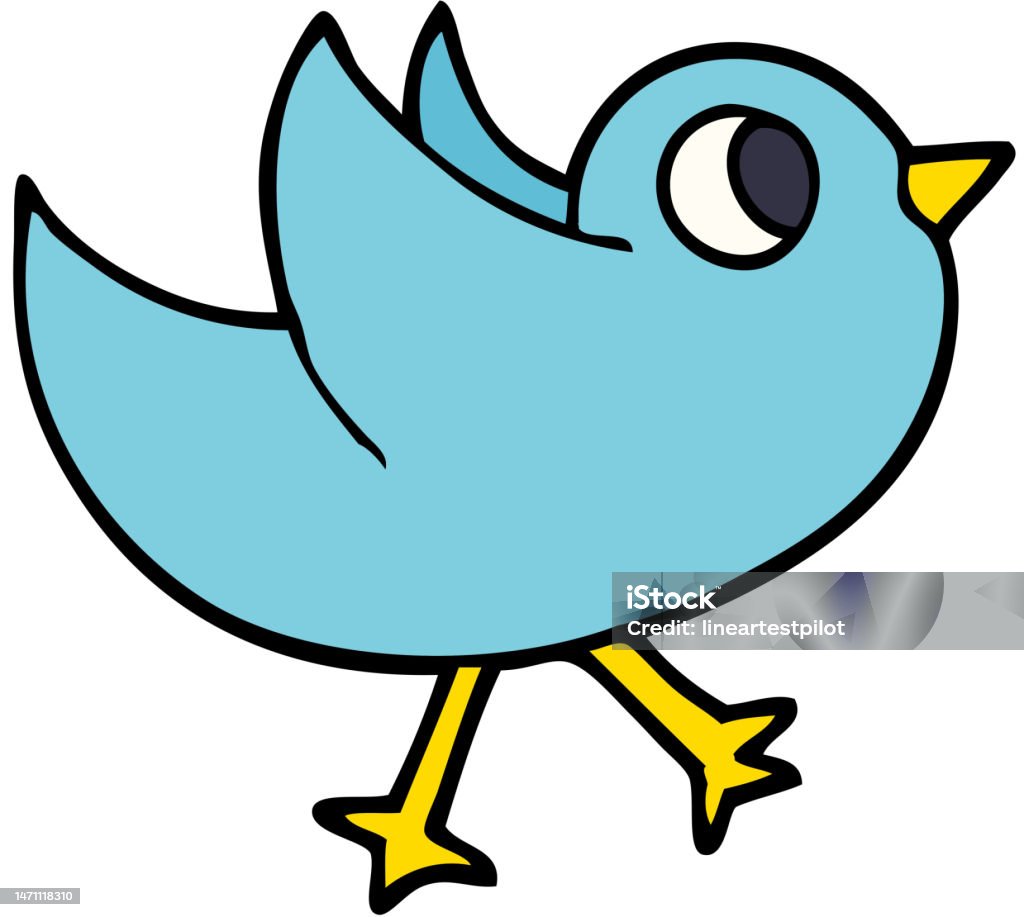 Kartun Doodle Burung Mengepakkan Sayap Ilustrasi Stok Unduh Gambar