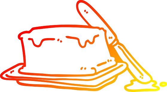 Dessin Au Trait Dégradé Chaud Dun Beurre De Dessin Animé Et Dun Couteau ... Dessin Au Trait Dégradé Chaud Dun Beurre De Dessin Animé Et Dun Couteau ...