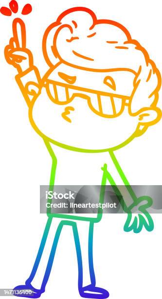 Dessin Au Trait Dégradé Arcenciel Dun Gars Cool De Dessin Animé