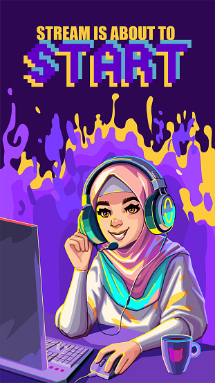 Gamer Atau Streamer Cewek Muslim Berhijab Dan Headset Duduk Di Depan ... Gamer Atau Streamer Cewek Muslim Berhijab Dan Headset Duduk Di Depan ...