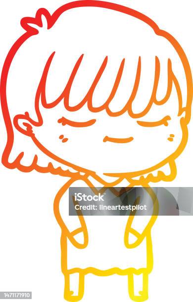 Dessin Au Trait Dégradé Chaud Dune Femme De Dessin Animé Vecteurs