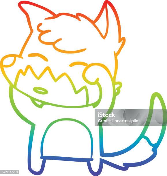 Dessin Au Trait Dégradé Arcenciel Dun Renard De Dessin Animé Vecteurs