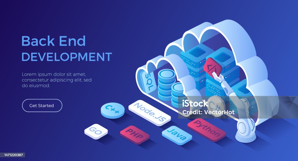 Back End Development Coding Software Engineering Programming Languages Server Racks And Database