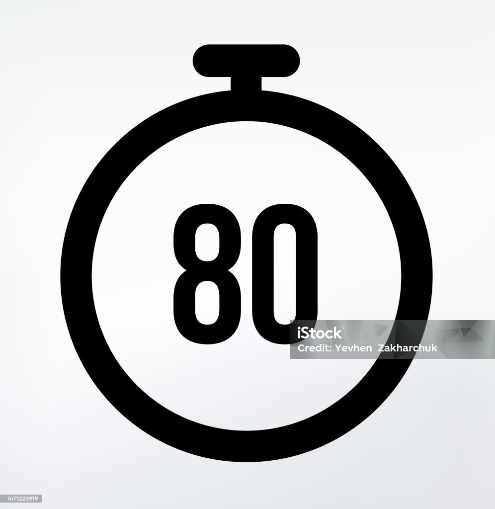80 Seconds Countdown Timer Icon Set Time Interval Icons Stopwatch And