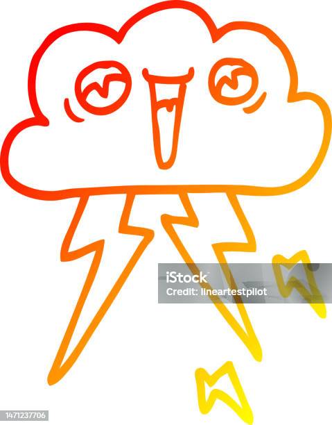 Dessin Au Trait Dégradé Chaud Dun Dessin Animé Dun Nuage De Tonnerre