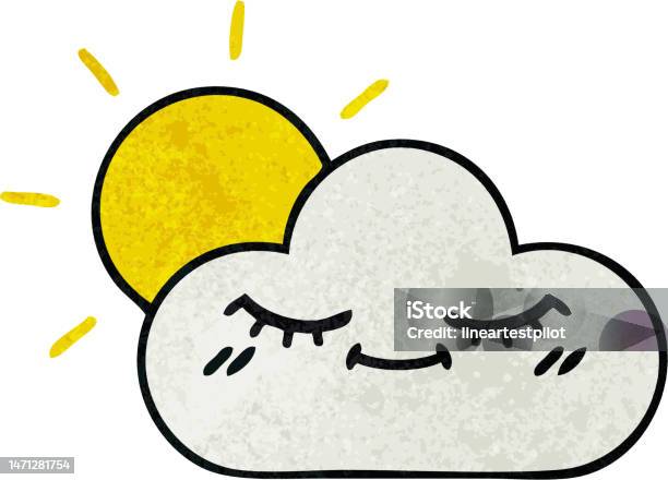 Stock ilustrace Retro Grunge Textura Karikatura Slunce A Mraku ... Stock ilustrace Retro Grunge Textura Karikatura Slunce A Mraku ...