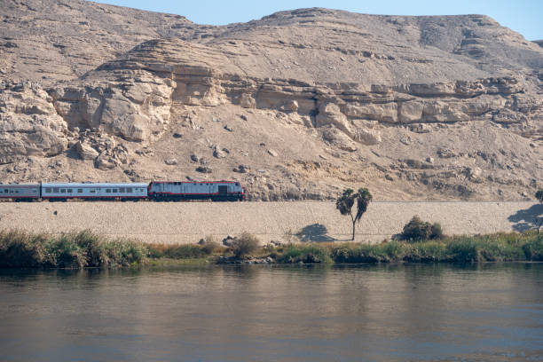 Free picture: River in desert with railroad with train
