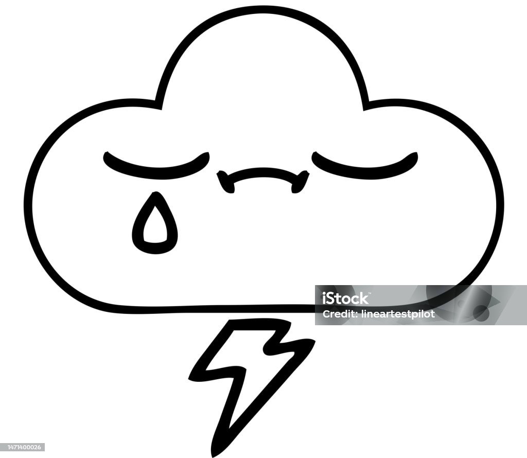 Dessin Au Trait Dun Nuage Dorage Vecteurs Libres De Droits Et Plus D