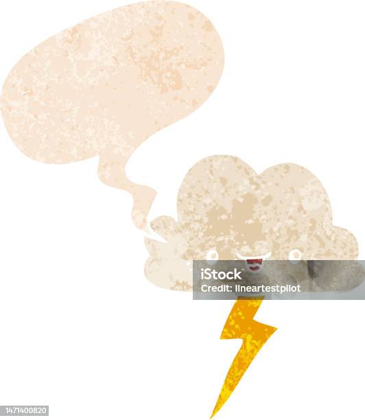 Nuage Dorage De Dessin Animé Avec Bulle De Parole Dans Un Style Grunge