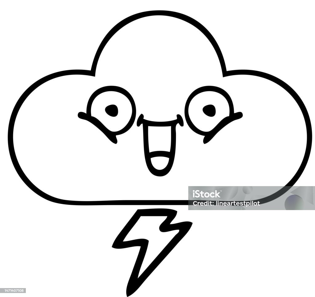 Dessin Au Trait Dun Nuage Dorage Vecteurs Libres De Droits Et Plus D