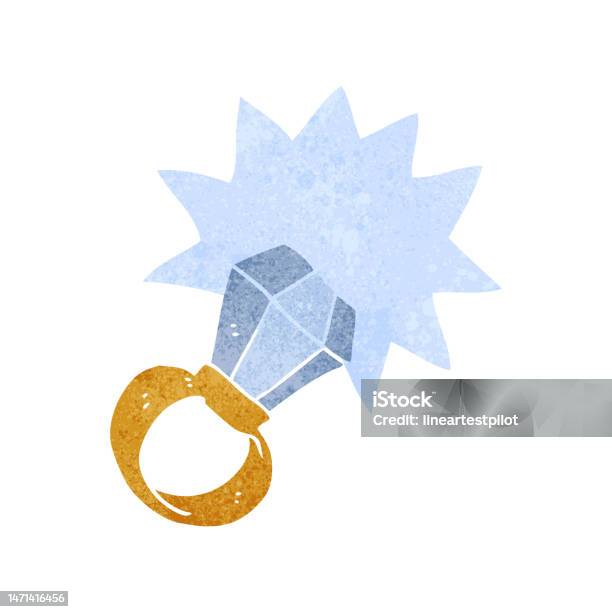 Kartun Retro Yang Digambar Dengan Tangan Bebas Cincin Pertunangan Besar