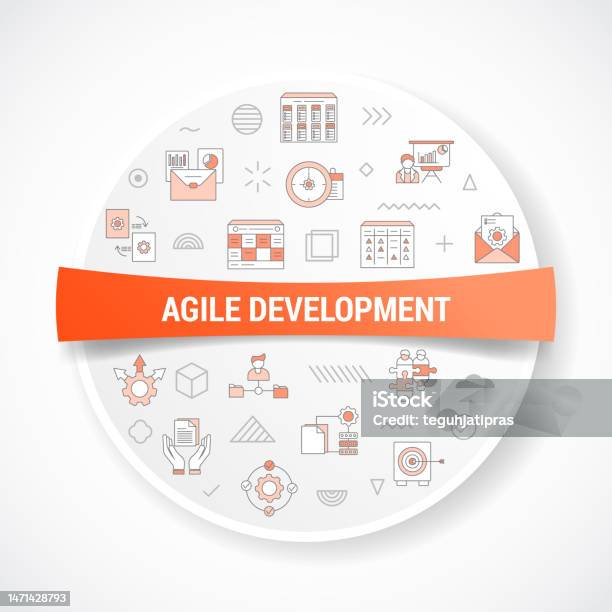 Concept De Développement Agile Avec Concept Dicône En Forme Ronde Ou