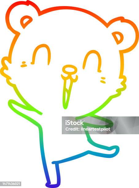 Dessin Au Trait Dégradé Arcenciel Dun Joyeux Dessin Animé Dansant Un