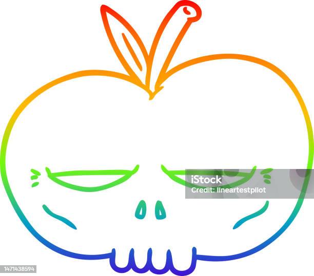 Dessin Au Trait Dégradé Arcenciel Dune Pomme De Crâne Effrayante De