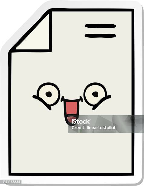 Autocollant Dune Jolie Feuille De Papier De Bande Dessinée Vecteurs